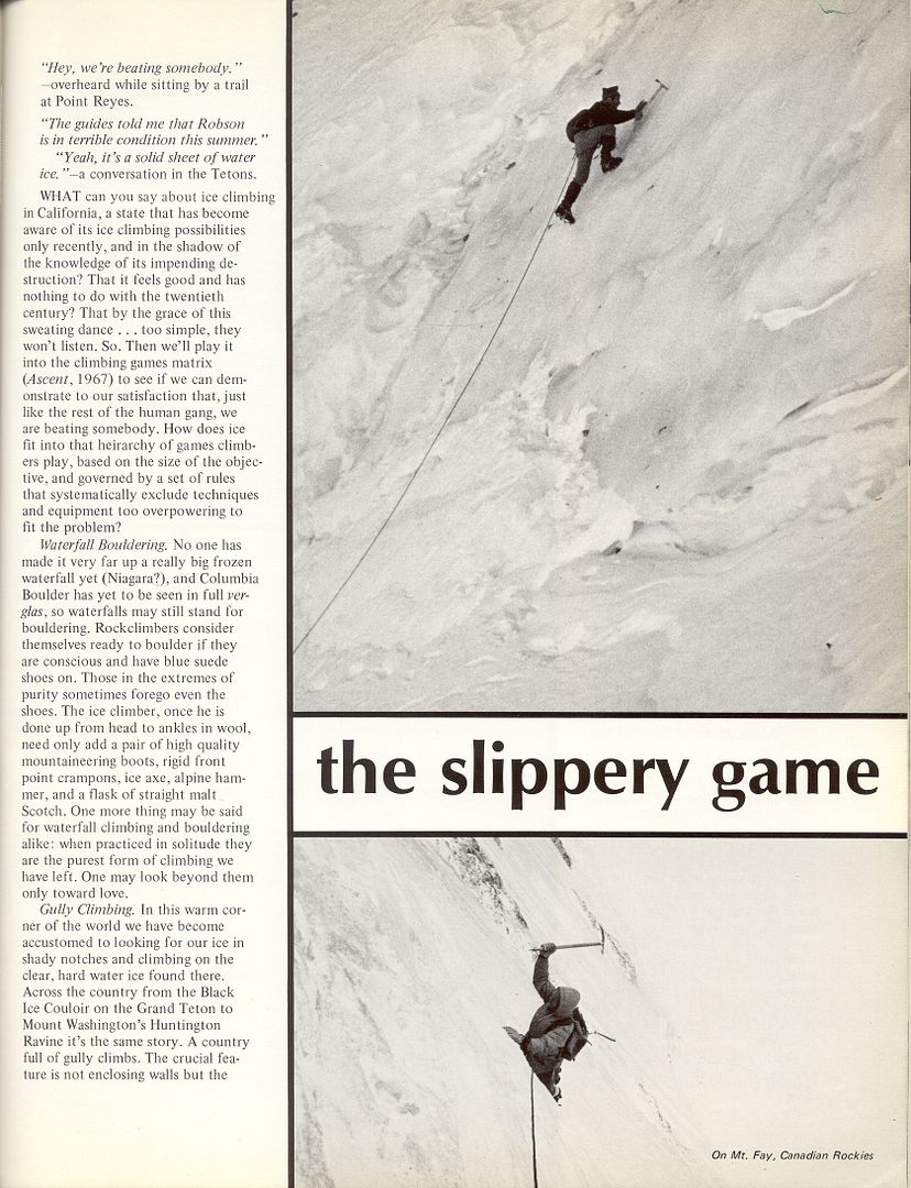 The Slippery Game- Doug Robinson On Ice Ascent 1971 :: SuperTopo Rock ...