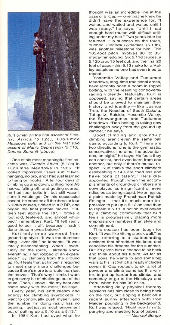 See How We Are-Kurt Smith Profile Climbing 1988 :: SuperTopo Rock ...