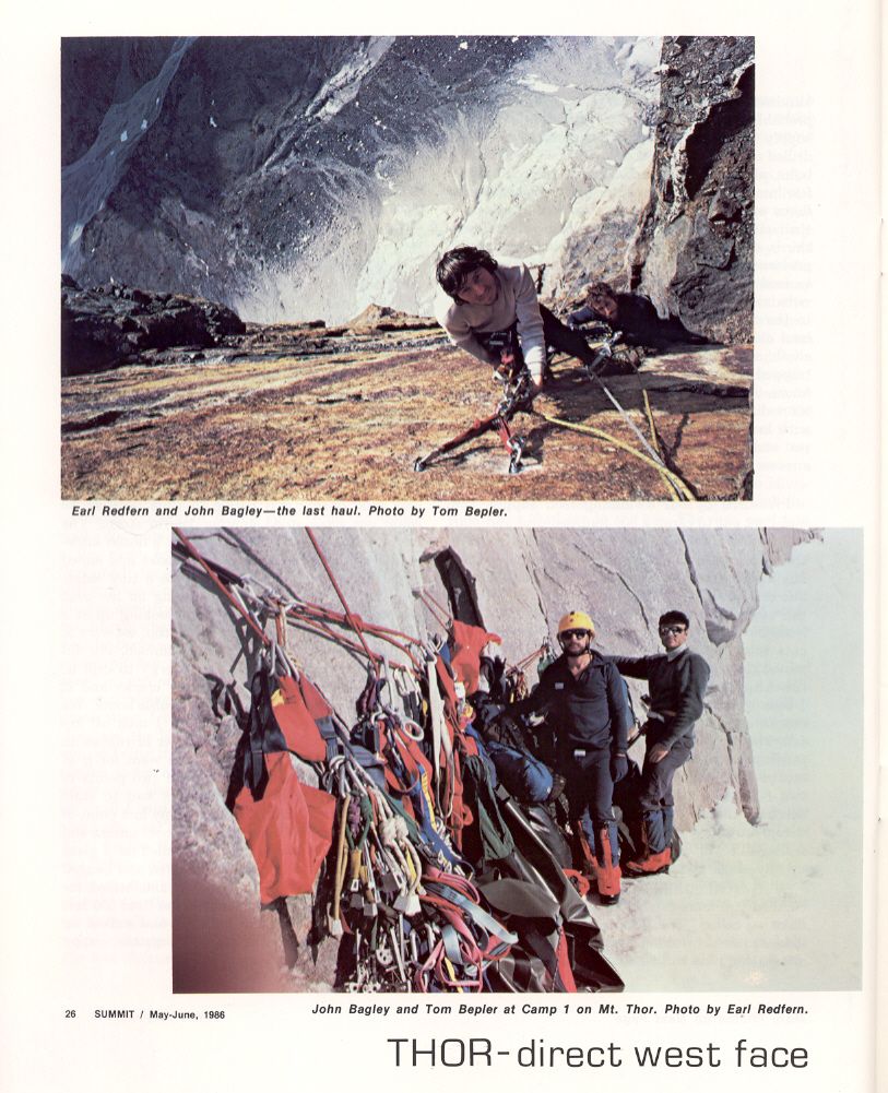 Mt.Thor-West Face Redfern Brand Bagley Bepler Summit 1986 :: SuperTopo ...